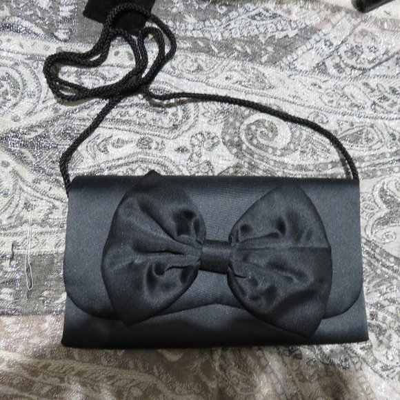 Milor | Bags | Milor Black Satin Mini Crossbody Clutch With ...